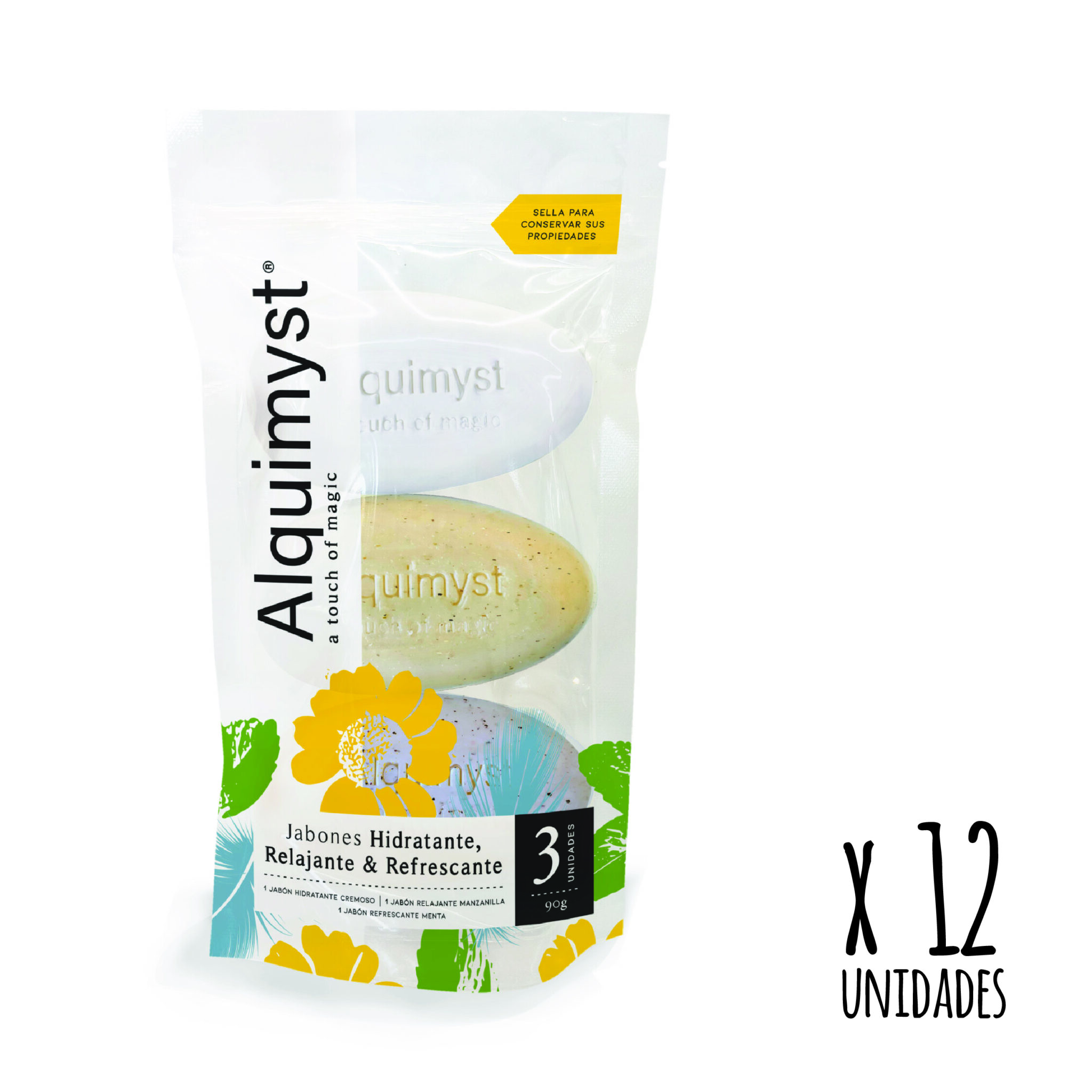 Jabón Cremoso Alquimyst pack 3x90g c/u caja x 12 unidades - FACTORY ...